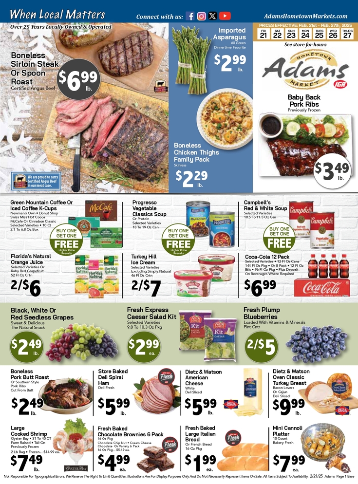 Print Weekly Specials Page | Adams Hometown Markets | West Warwick - 25 ...